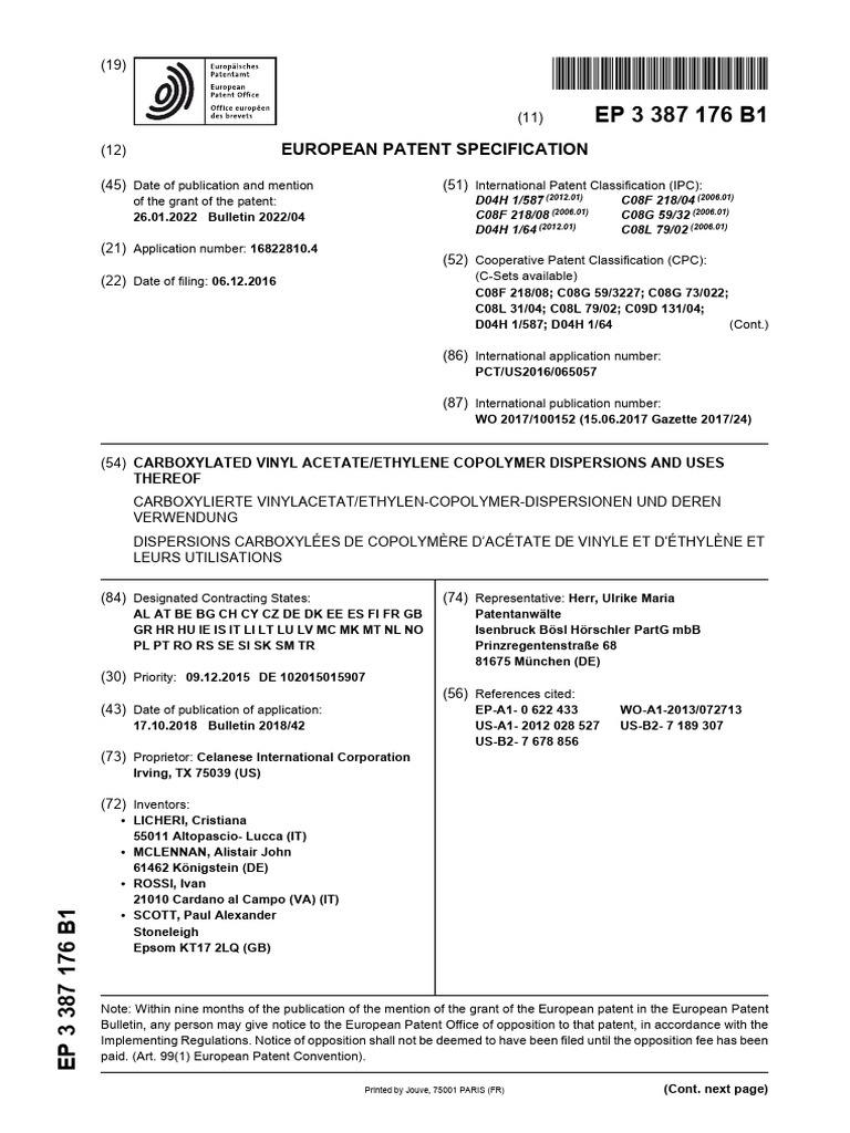 Carboxylated Vae Copolymer Dispersions and Uses Thereof ...