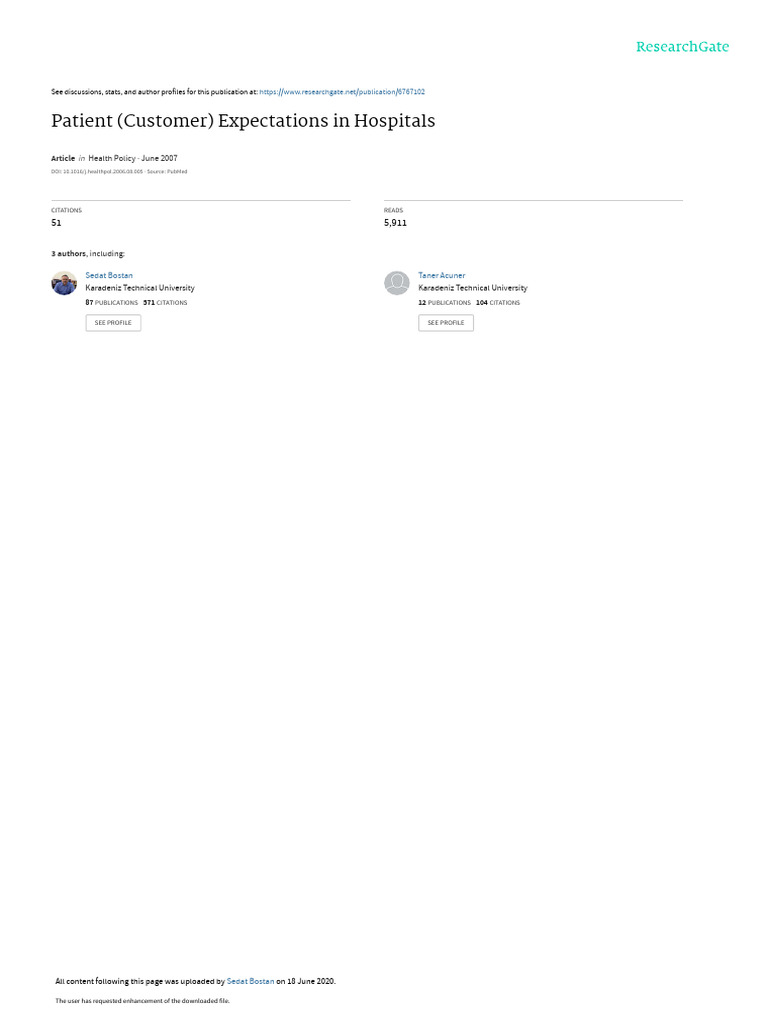 Hospital Patients' Insight | PDF | Elsevier