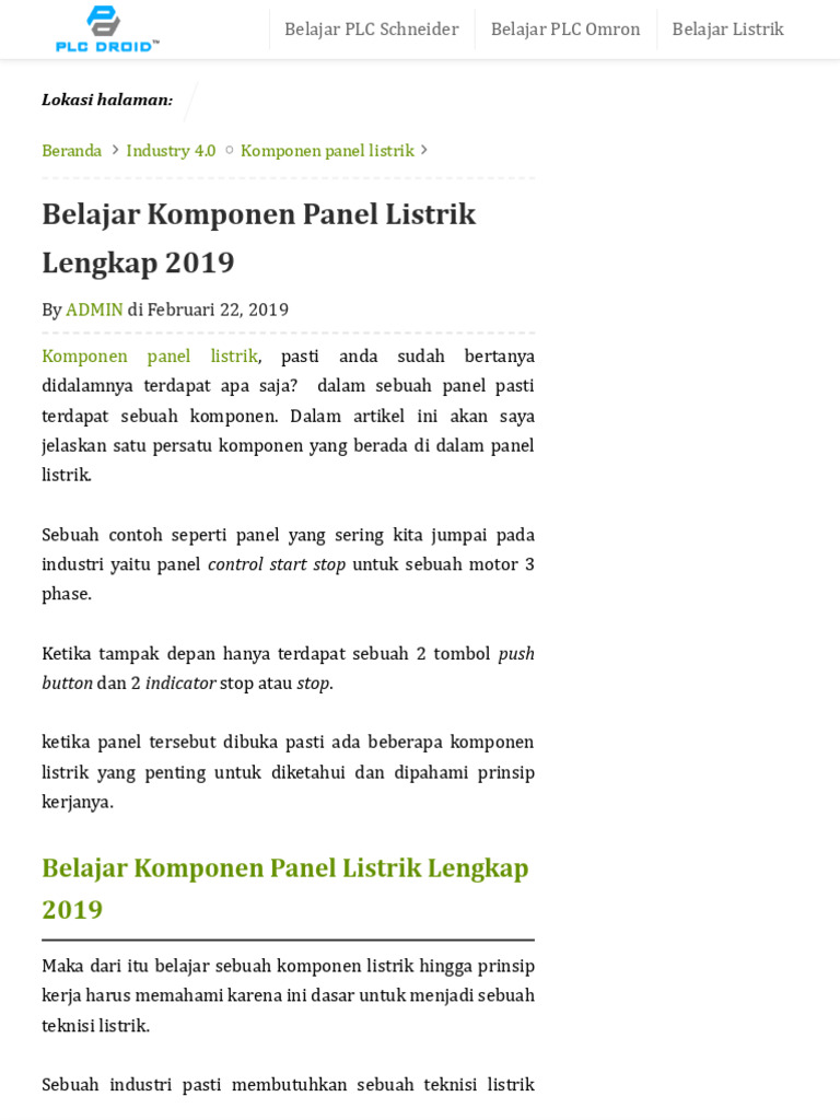 Belajar Komponen Panel Listrik Lengkap 2019 | PDF