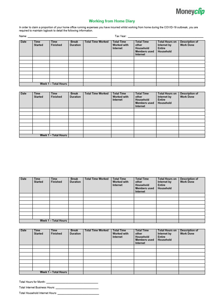 Working From Home Diary 190820 | PDF | Taxes | Government Finances