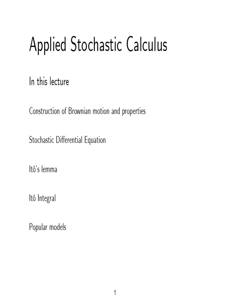 03 - Applied Stochastic Calculas 1 | PDF | Stochastic Process | Applied ...