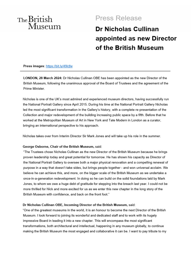 DR Nicholas Cullinan Appointed As New Director of The British Museum ...
