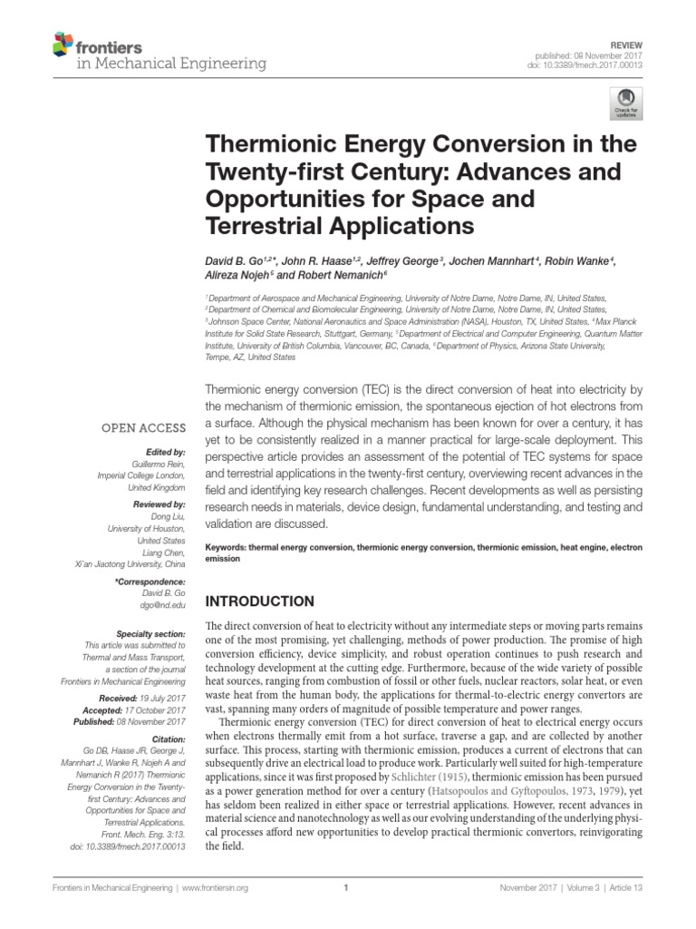 Thermionic Energy Conversion in The Twenty-First C | PDF | Doping (Semiconductor) | Carbon Nanotube
