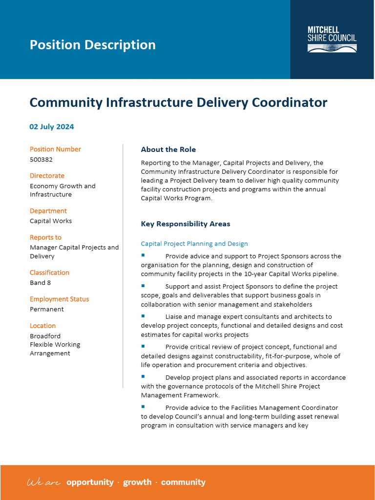 Community Infrastructure Delivery Coordinator | PDF | Procurement ...