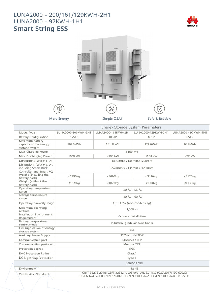 2.C&I ESS LUNA2000 - (200KWH-2H1,161KWH-2H1,129KWH-2H1, 97KWH-1H1) - Datasheet - 20231018 | PDF ...