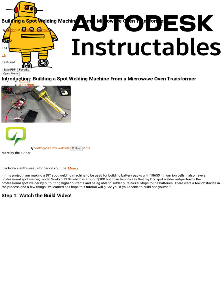 DIY Spot Welder from Microwave Transformer | PDF | Wire | Welding