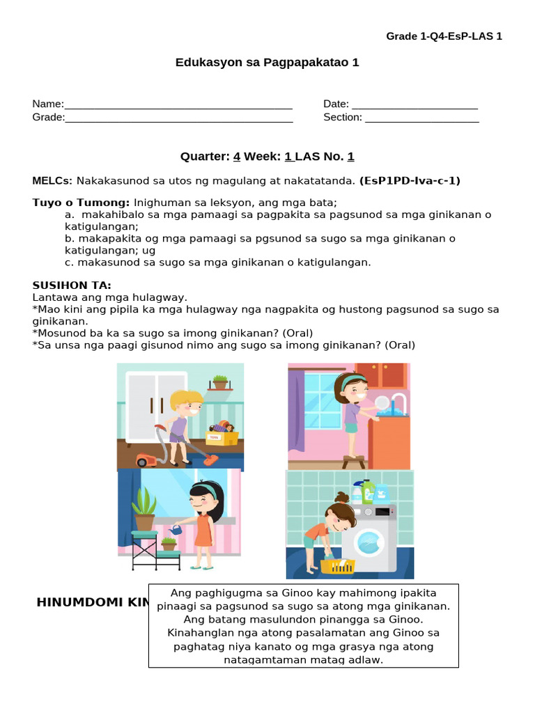 EsP Q4 Week-1 - LAS1 | PDF