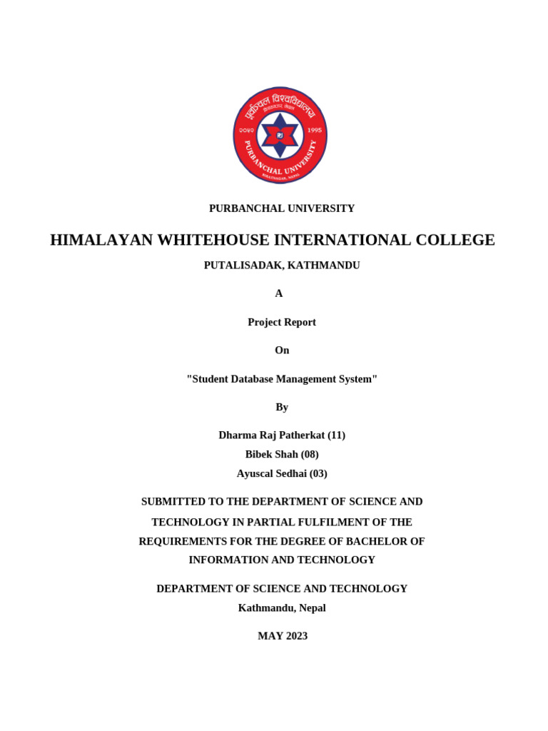 Student Database Management System Report | PDF | Databases | Database ...