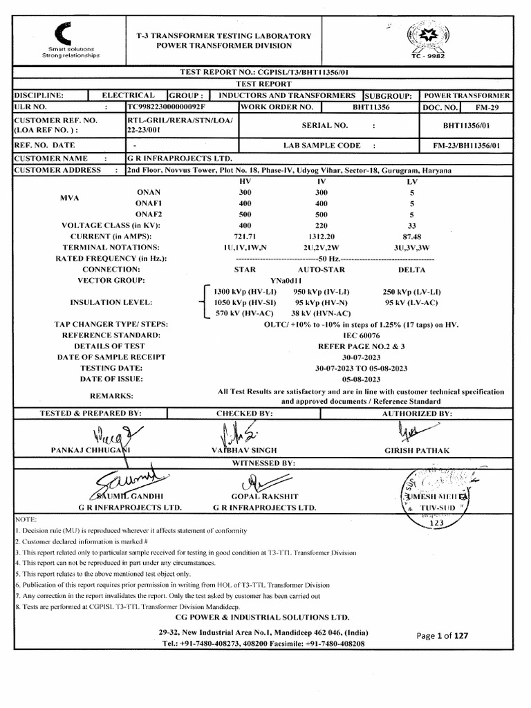 Transformer 500 MVA | PDF