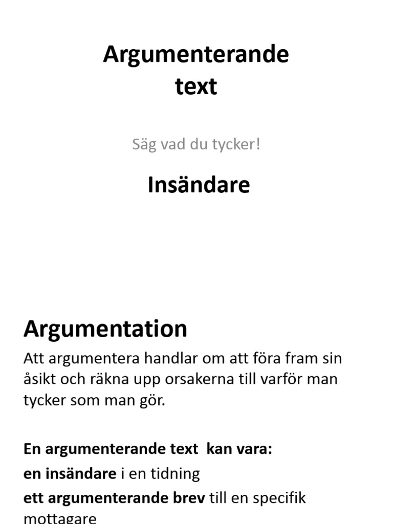 Argumenterande Text - Insändare - LM | PDF