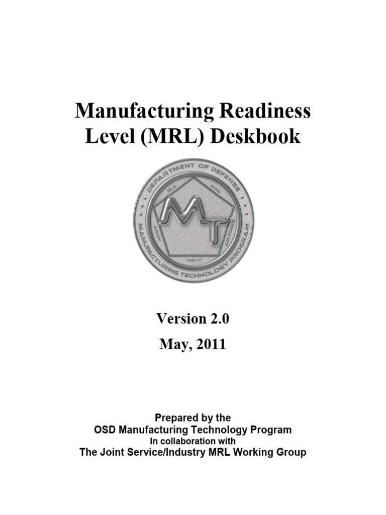 Manufacturing Readiness Level Deskbook | PDF | Prototype | Engineering