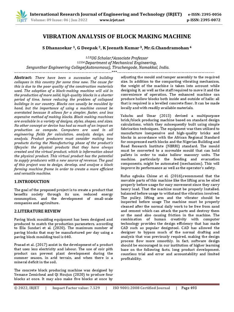 Vibration Analysis of Block Making Machi | PDF | Finite Element Method ...