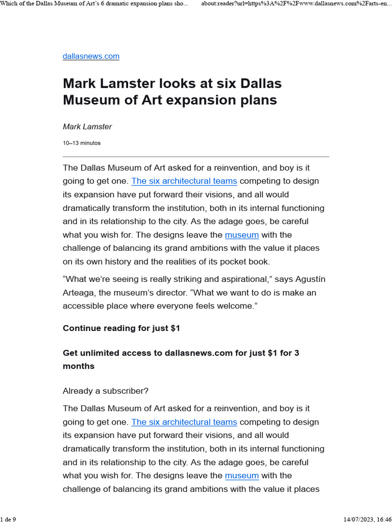 DMA ARTICULO Which of The Dallas Museum of Art's 6 Dramatic Expansion ...