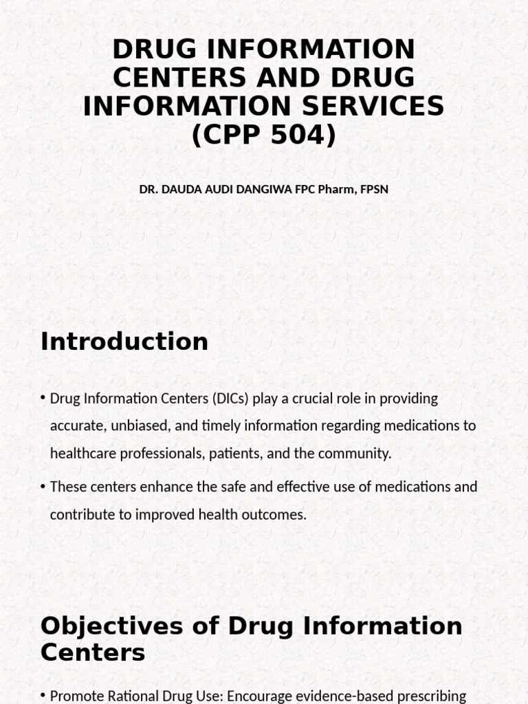 Drug Information Centers: Key Insights | PDF | Health Care ...