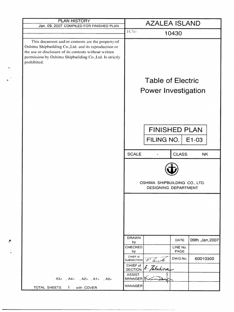 E1-03 - Table of Electric Power Investigation | PDF