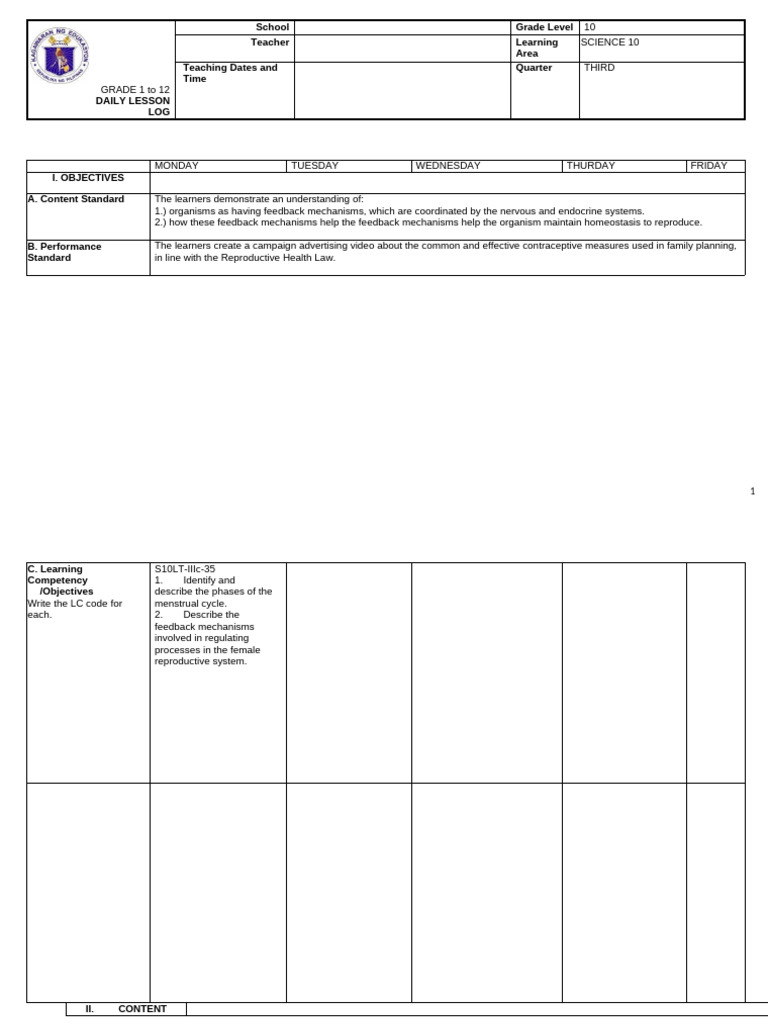 DLL Mod.1 Part 3 3RD QRTR G10 | PDF | Menstrual Cycle | Endocrine System