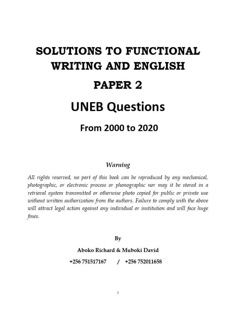 Functional Writing and English Paper 2 Uneb Questions | PDF | Clause ...