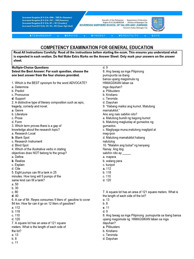 Competency Exam For Teachers | PDF | Learning