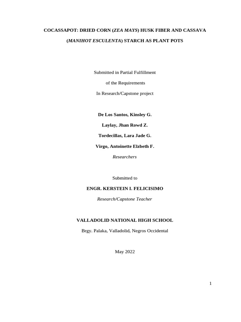 CAPSTONE-FINAL | PDF | Composite Material | Maize