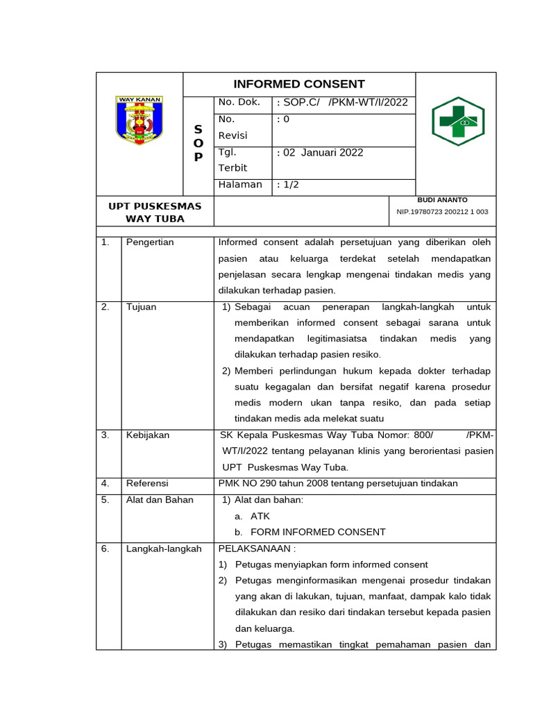 Sop Informed Consent | PDF | Hukum