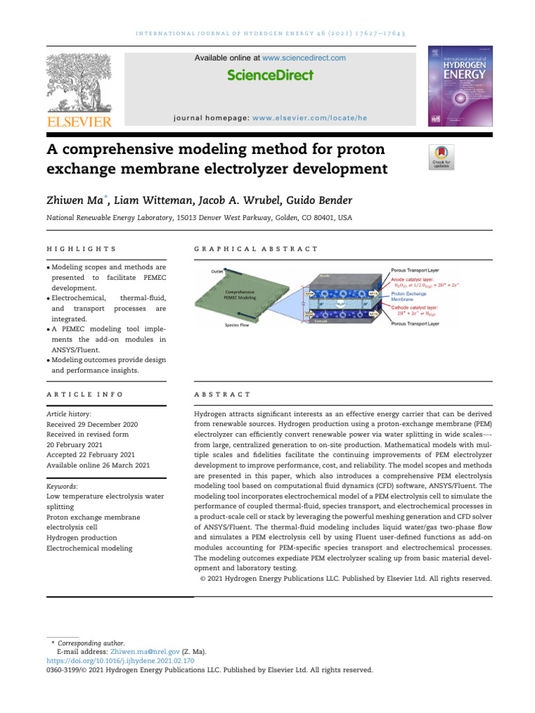 Modelling Method For PEM Electrolyser Development | PDF | Physical ...
