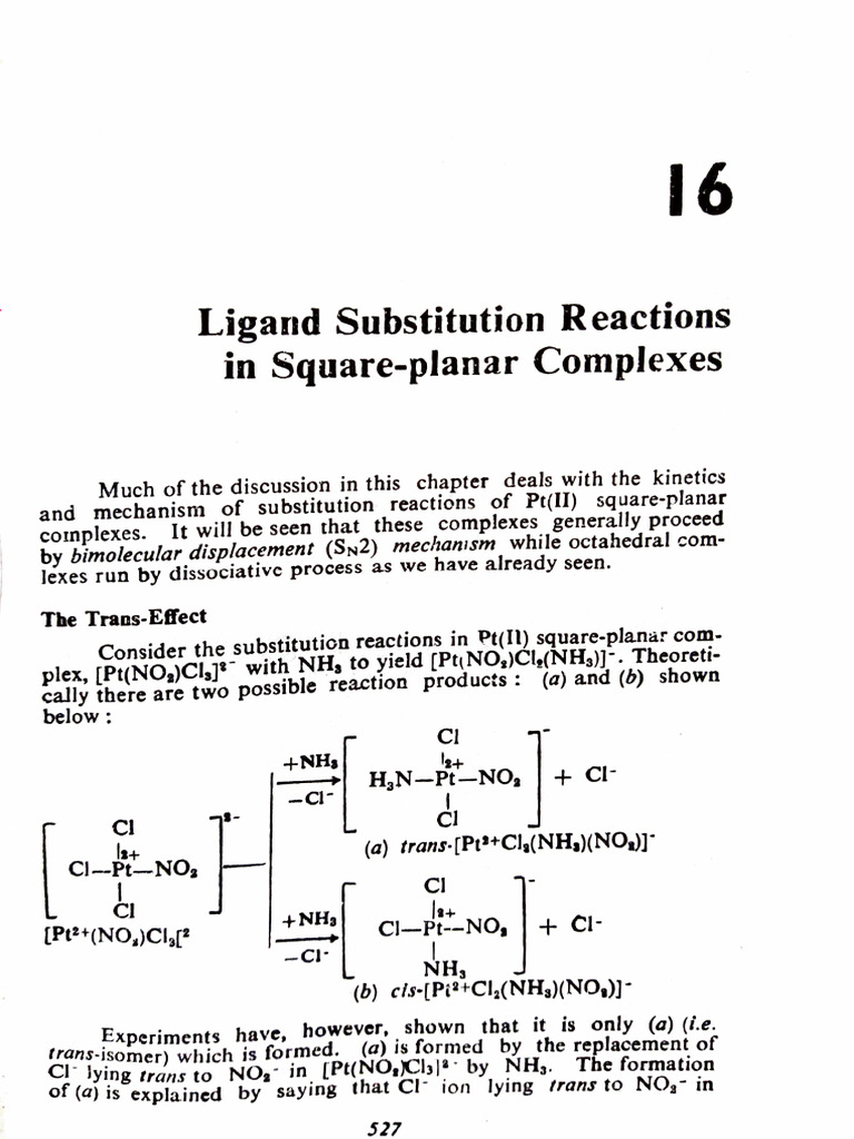Ligands Substitution Reaction in Square Planer Complex | PDF ...
