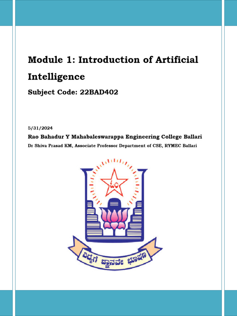 Module 1 Chapter 1 | PDF | Artificial Intelligence | Intelligence (AI) & Semantics