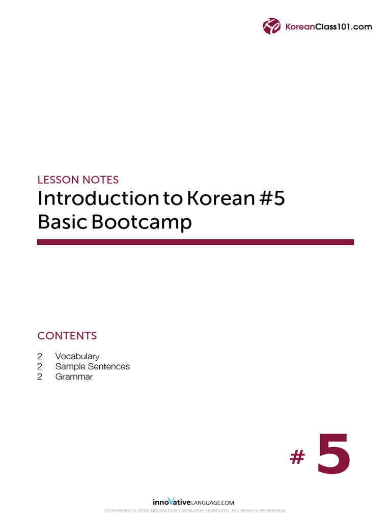 005 ITK - L5 - 052016 - Kclass101 | PDF | Korean Language | Languages Of Asia