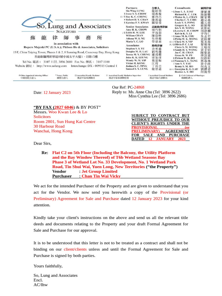 Sol-Act for Purchaser (新盤) hv provsional ASP date | PDF