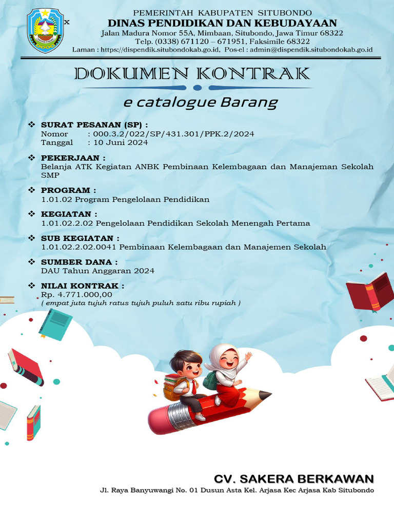 022 Cover Kontrak - E Katalog Barang FenSar | PDF