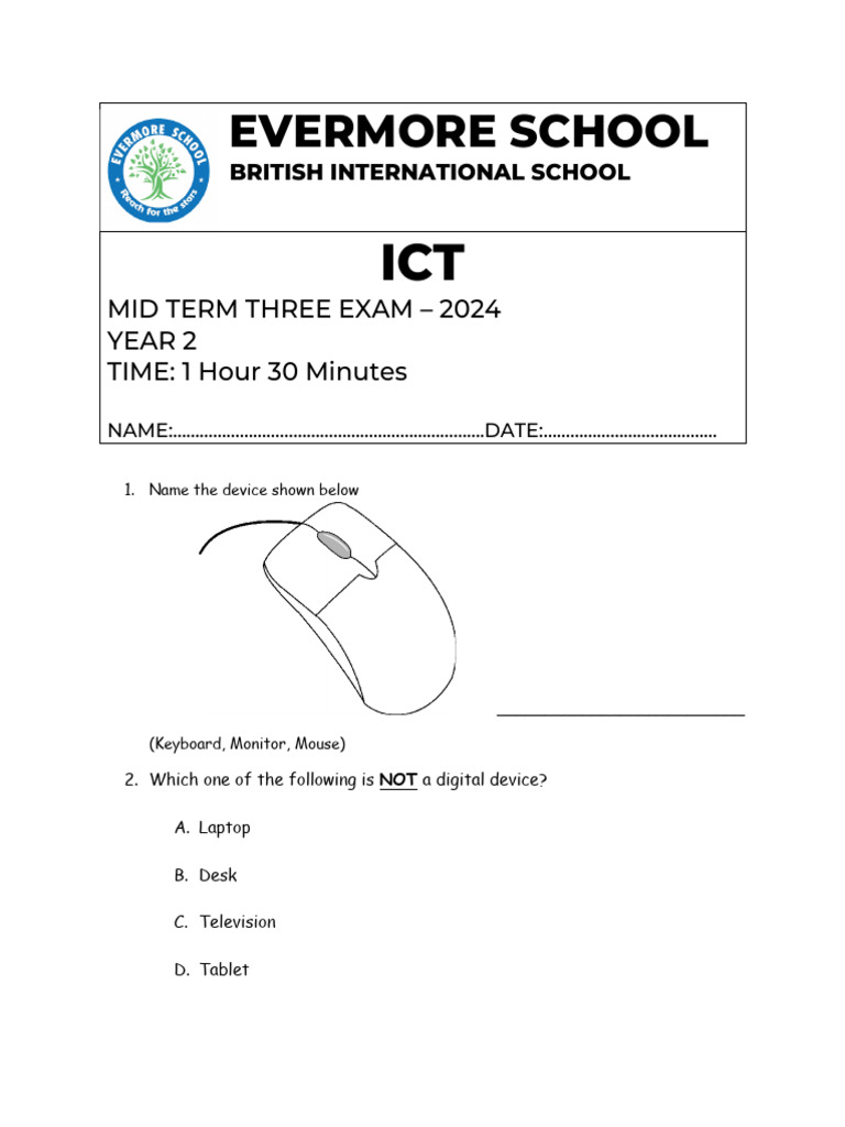 Year 2 ICT Mid Term 3 | PDF | Online And Offline | Algorithms
