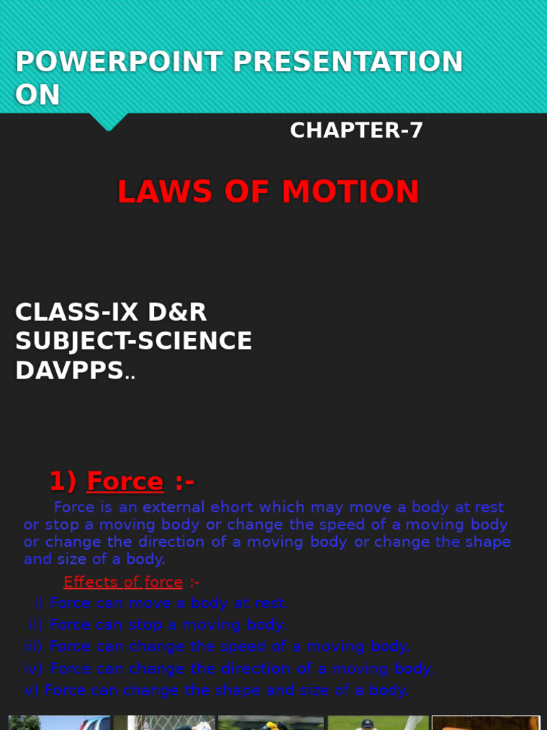 Davpps Class Ix Science PPT Ch-7 | PDF | Force | Momentum