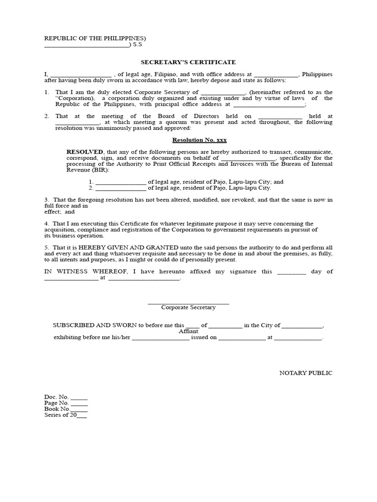 Secretary's Certificate | PDF | Justice | Crime & Violence