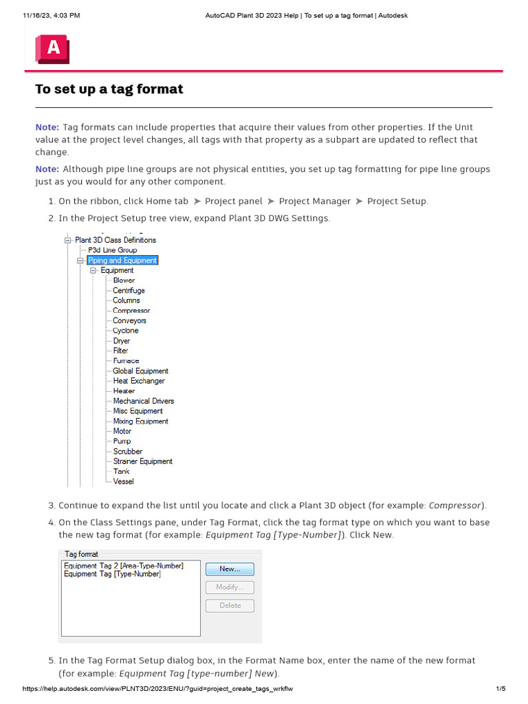 AutoCAD Plant 3D 2023 Help - To Set Up A Tag Format - Autodesk | PDF ...