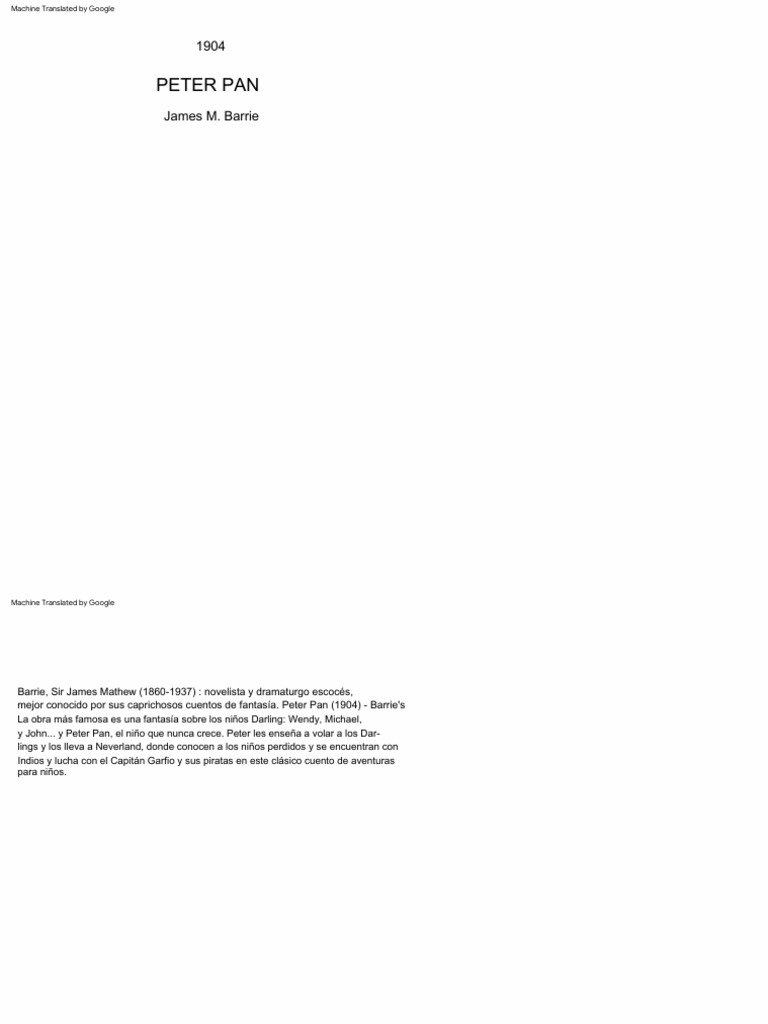 3 Peter Pan Autor James M. Barrie - ES | PDF | Peter Pan
