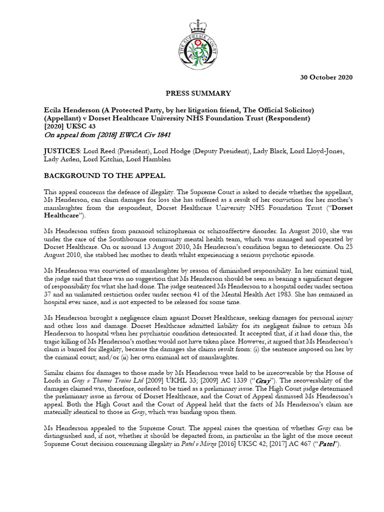 Supreme Court Ruling on Illegality Defense | PDF | Common Law ...