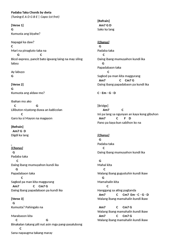 Padaba Taka Chords by Dwta | PDF