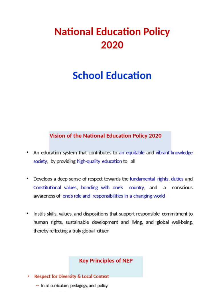 NEP20 School Education | PDF | Curriculum | Educational Assessment