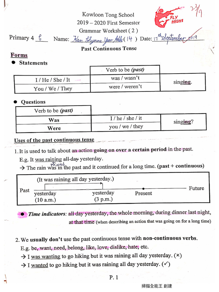 Past Continuous For p3 Students | PDF