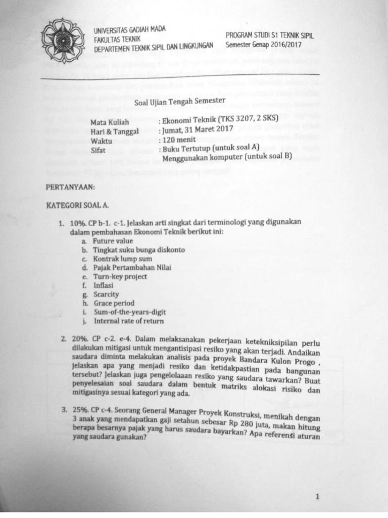 Uts Ugm Ekotek 2017 - Et - DPR | PDF