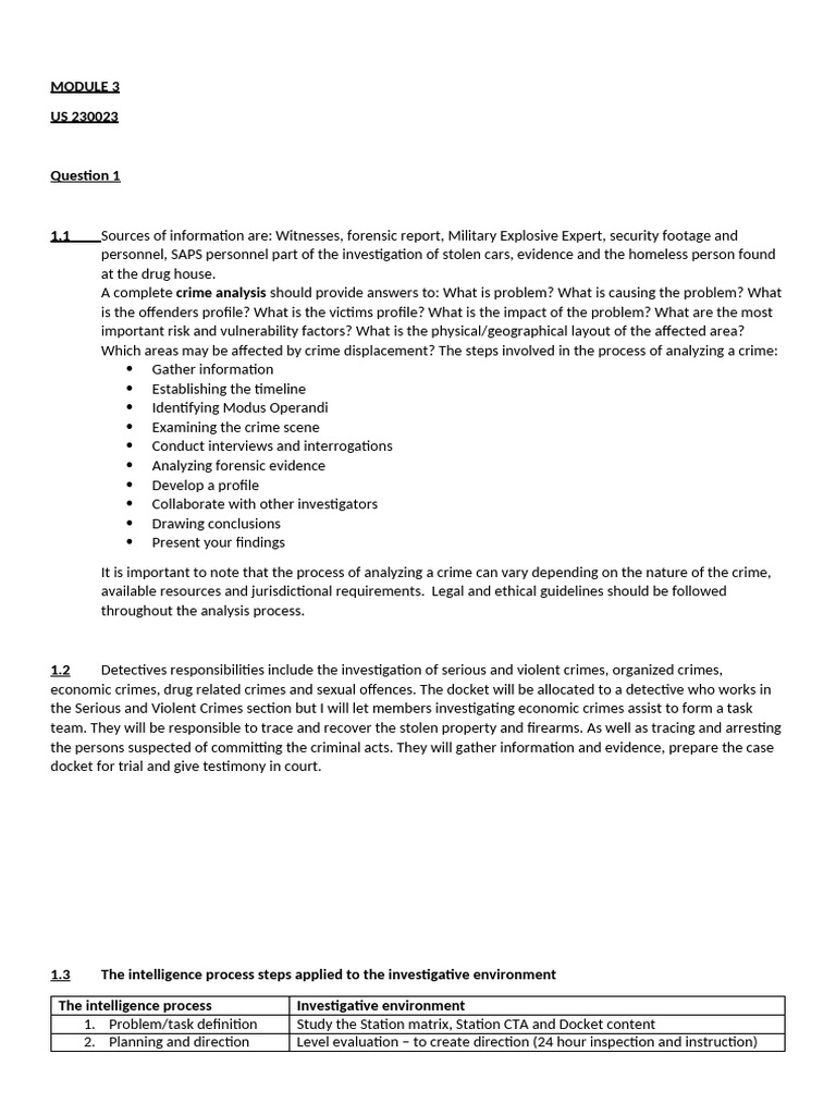 Module 3 Summative Assessment | PDF | Arrest | Crime Scene