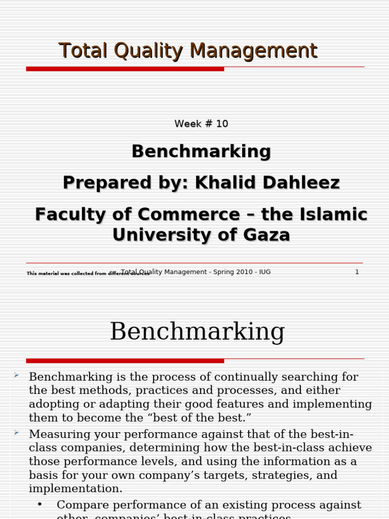 Week 10 Benchmarking | PDF | Benchmarking | Quality Management