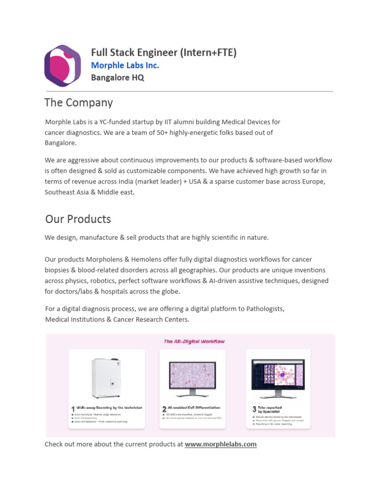 Full Stack Engineer - Morphle Labs (YC) | PDF | Pathology | Engineering