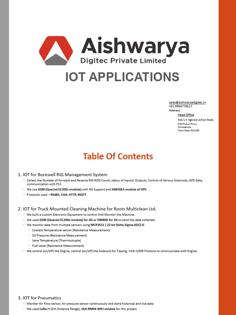 Aishwarya Digitec IOT Broschure | PDF | Internet Of Things | Microcontroller