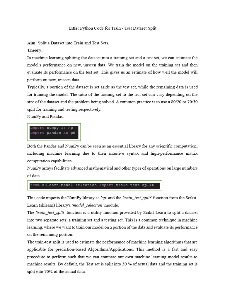 DL Practical 1 Train - Test - Split | PDF | Parameter (Computer ...