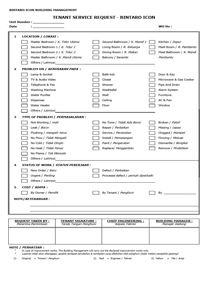 Work Order Complaint Tenant | PDF