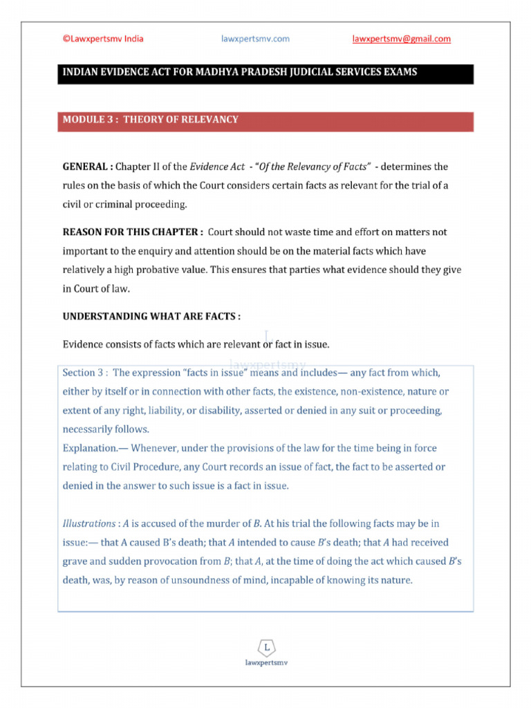 Evidence Act - Mpjs | PDF