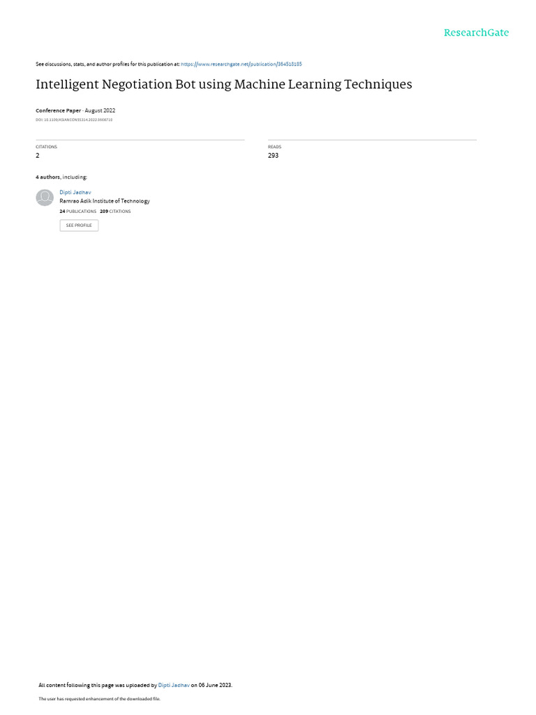 Intelligent Negotiation Bot Using Machine Learning Techniques | PDF | Negotiation | Bargaining