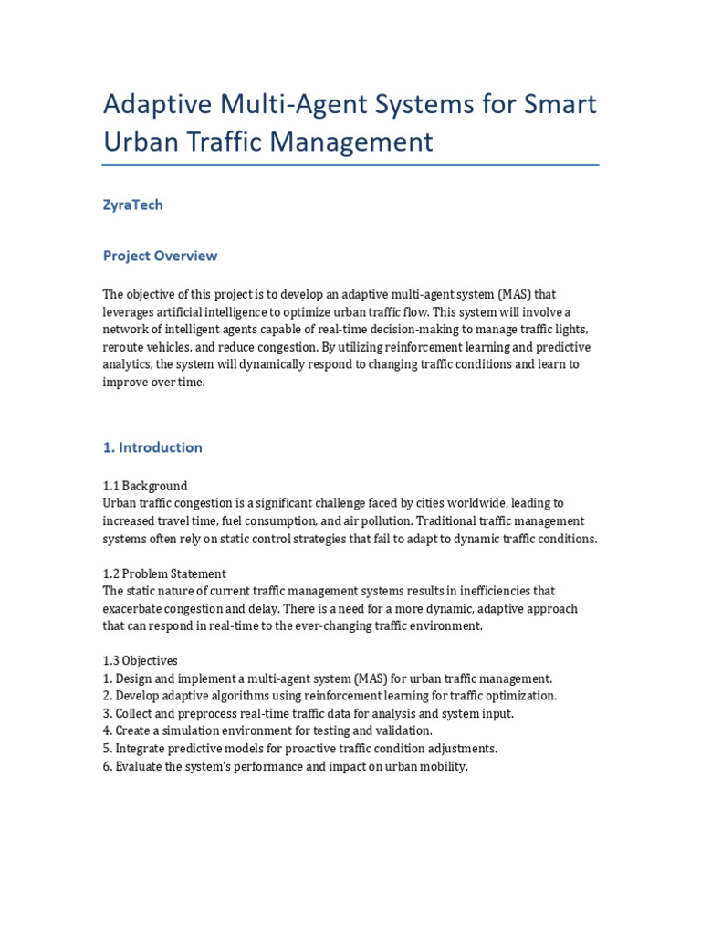 Adaptive Multi-Agent Systems For Smart Urban Traffic Management | PDF | Simulation | Traffic