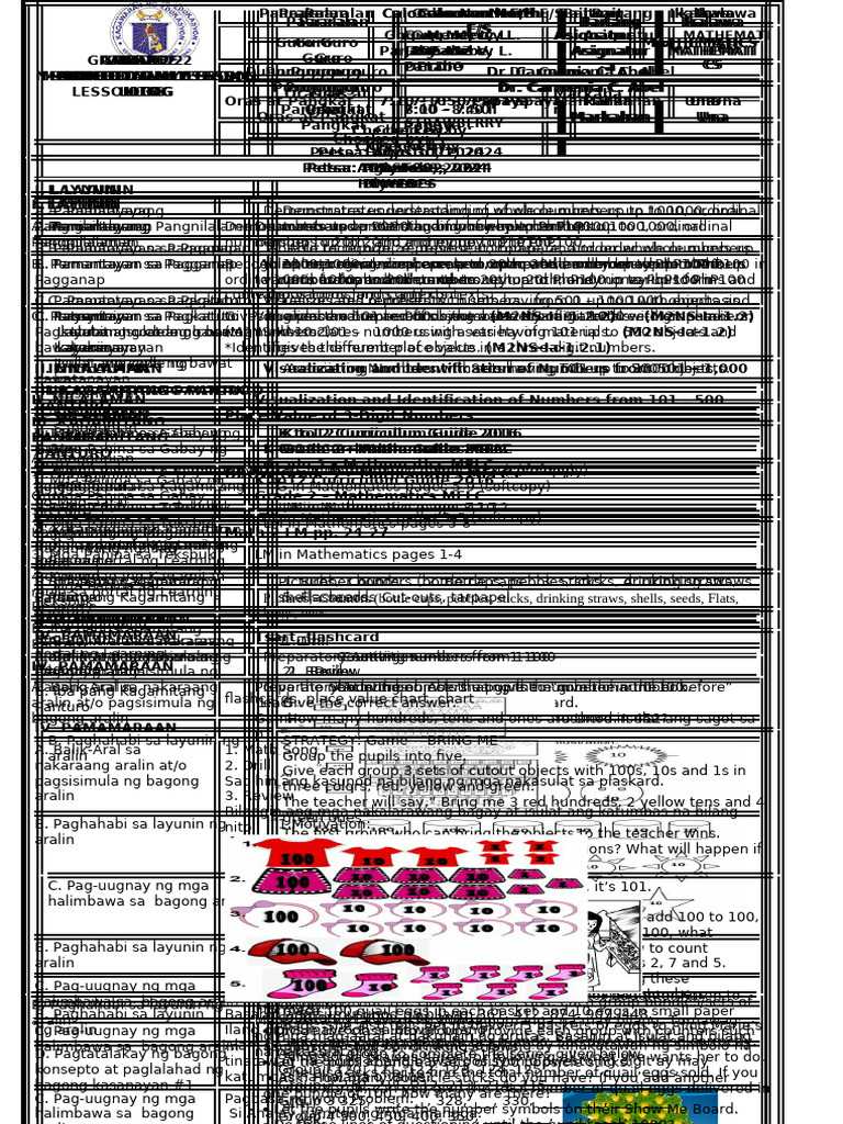 Grade 2 Math Lesson Plan | PDF | Learning Methods | Learning